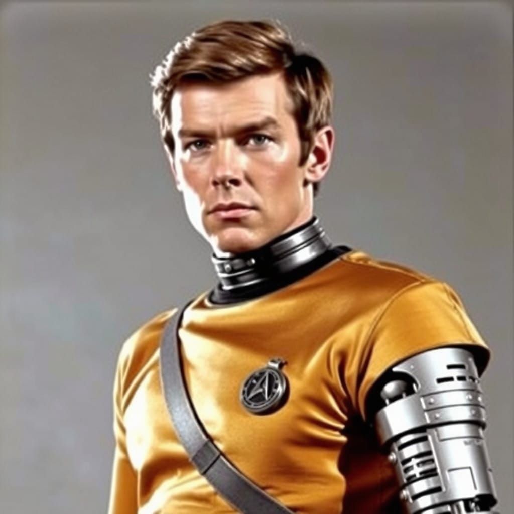 Cyborg Captain Kirk - Futuristic Space Icon - AI Art