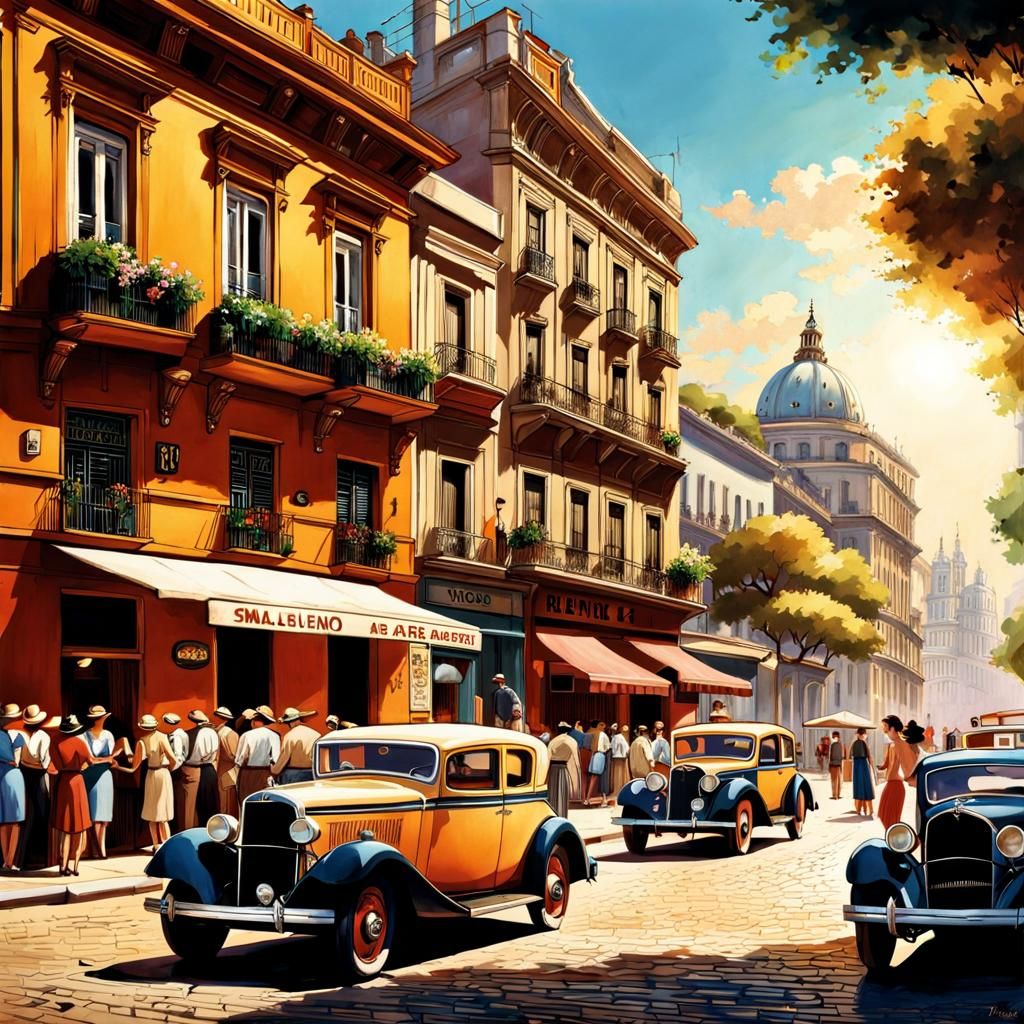 Buenos Aires yellow cars - AI Generated Artwork - NightCafe Creator