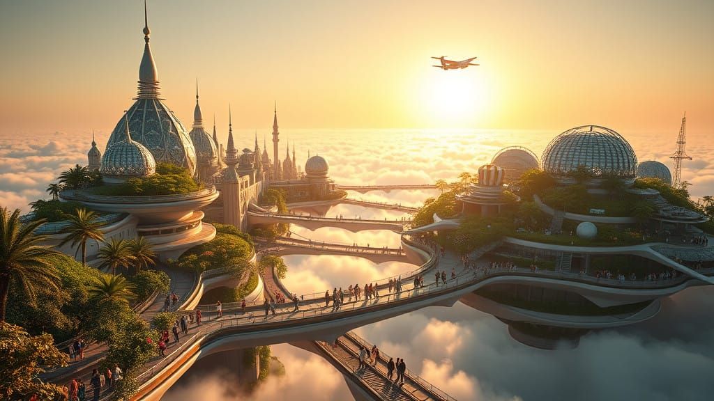 Ethereal Futuristic Metropolis of Shimmering Spire... - AI Art