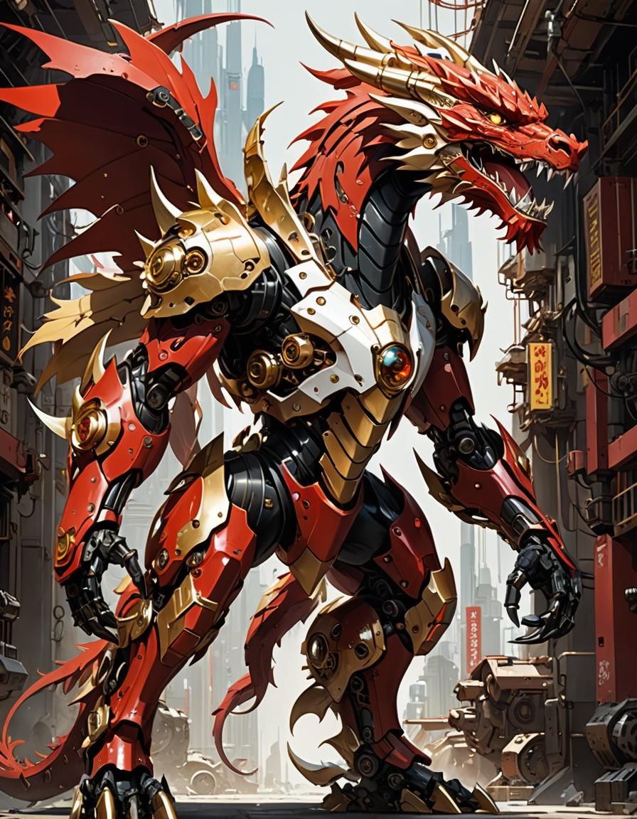 Mecha dragon - AI Generated Artwork - NightCafe Creator