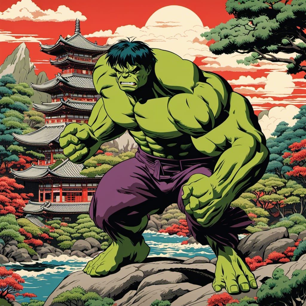 Hulk in a Japanese Garden - AI Generated Artwork - NightCafe Creator