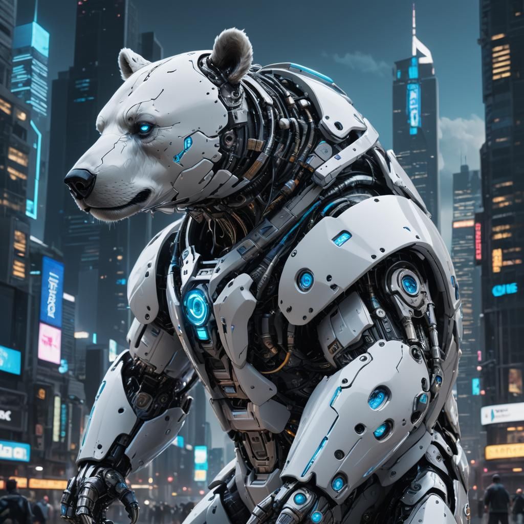 A cyberpunk cyborg-bear - AI Generated Artwork - NightCafe Creator