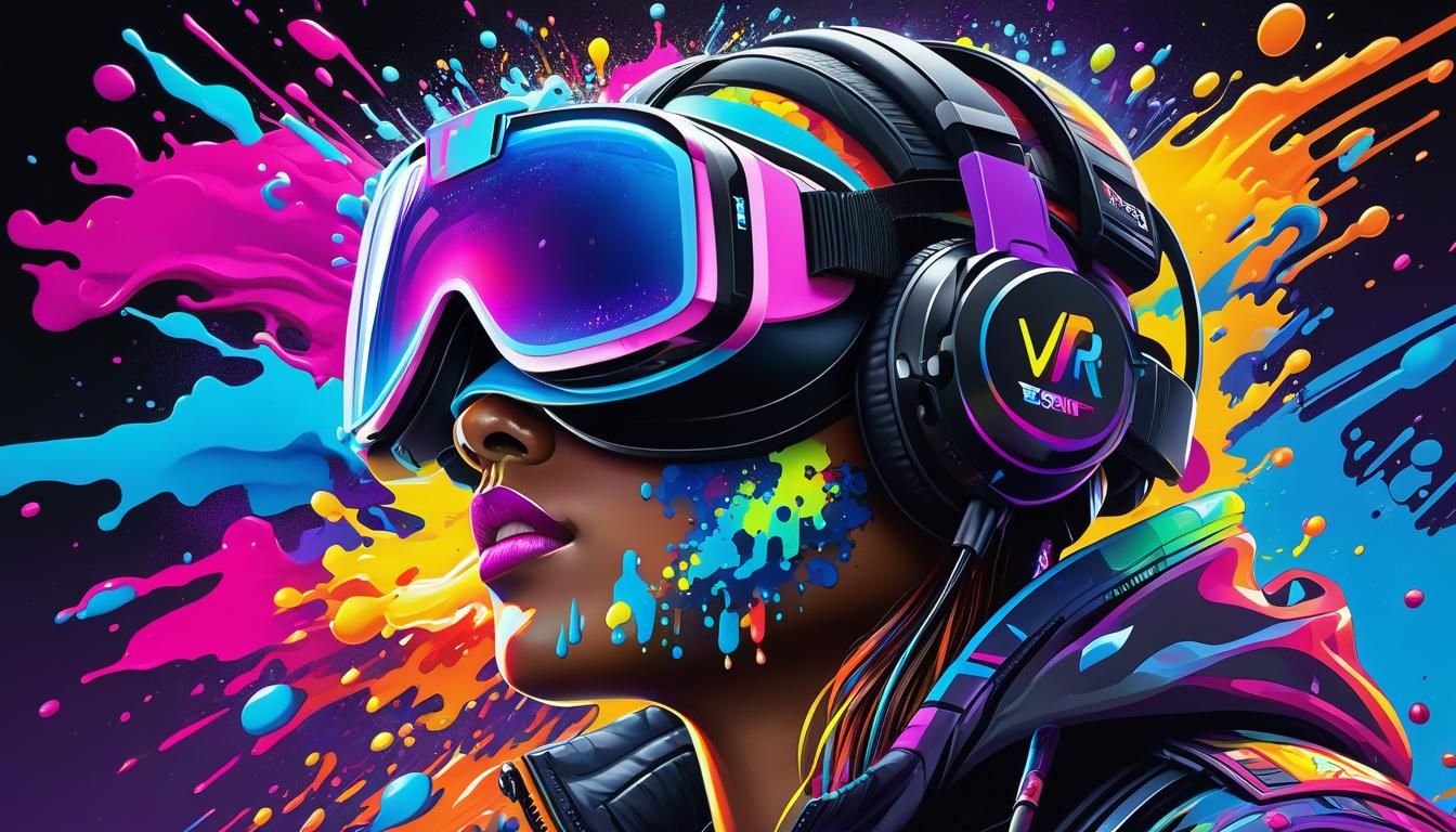 Neon VR Video gamer seal girl, Cyber seal girl video game playing pixel ...