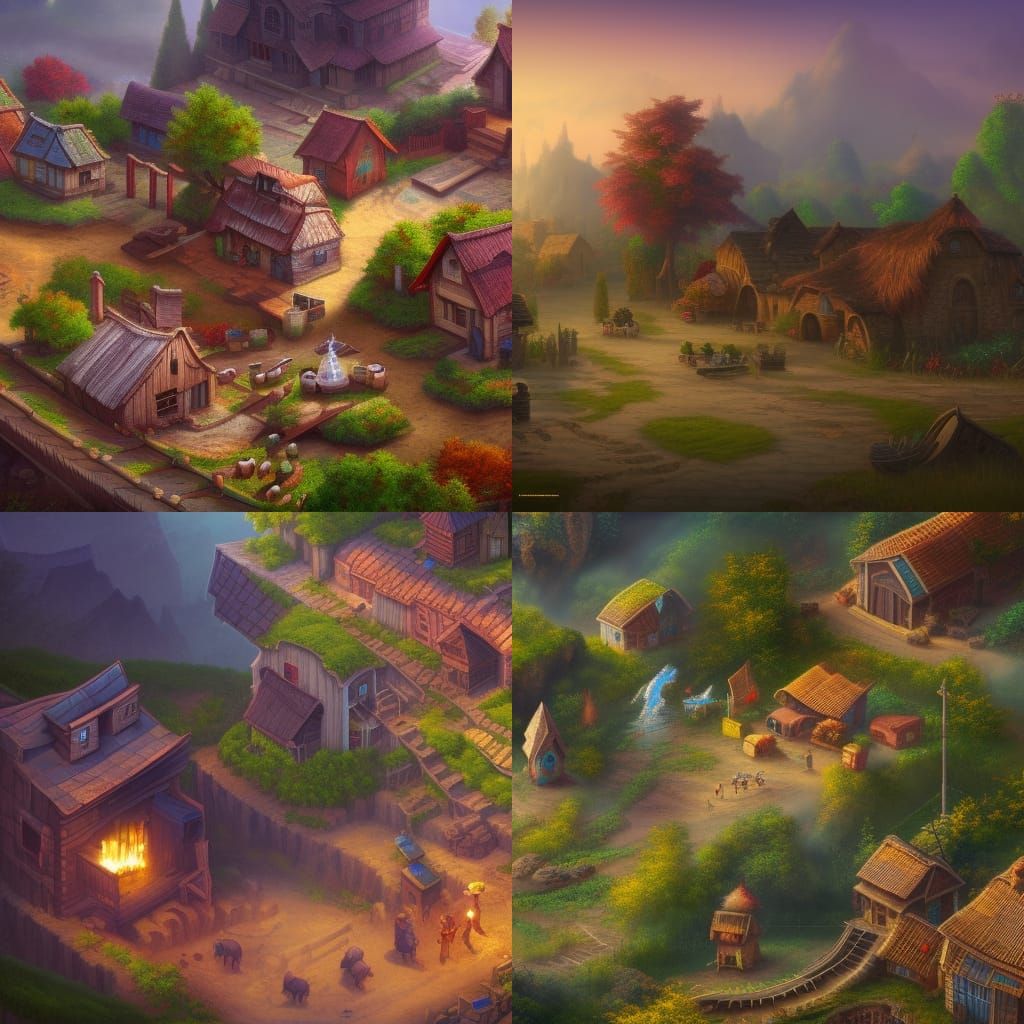 Pixel game scene, small village - AI Generated Artwork - NightCafe Creator
