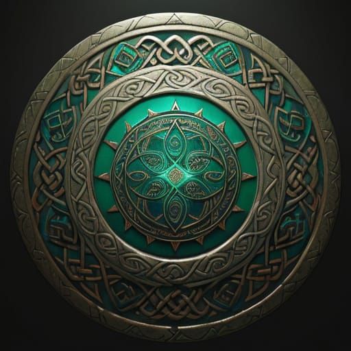 Ancestral Celtic shield with futuristic undertones