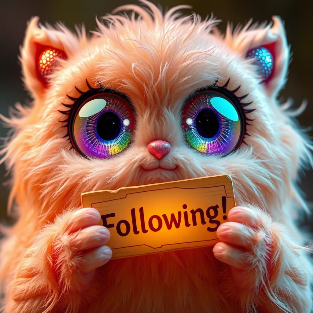 Whimsical Cotton Candy Creature with Shimmering Ey... - AI Art