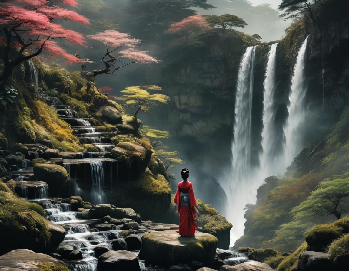 Waterfall - AI Generated Artwork - NightCafe Creator