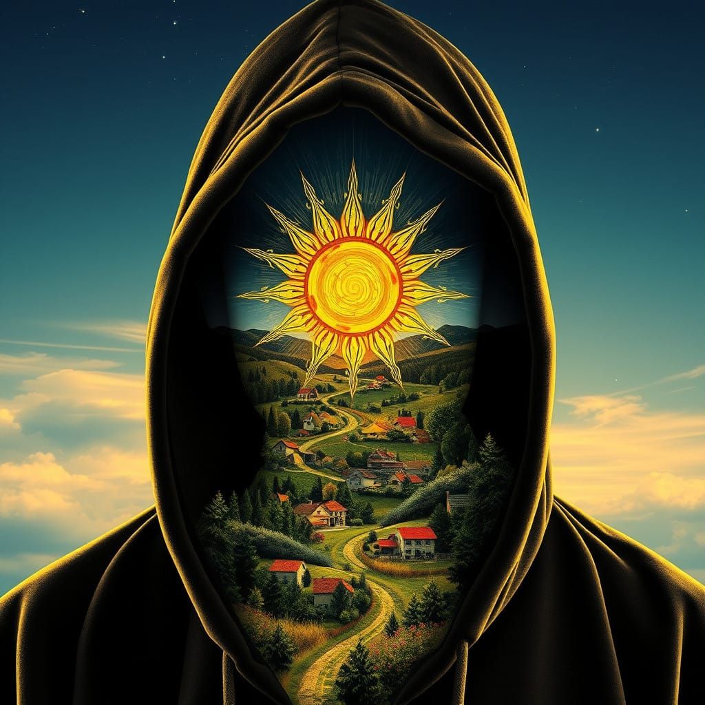 Zentangle Sun - Whimsical Zentangle Fantasy Inside a Hooded...