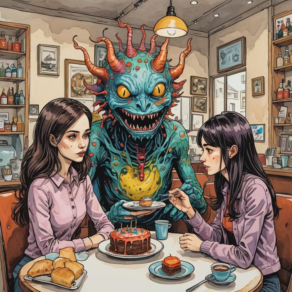 coffee with a cake - AI Generated Artwork - NightCafe Creator