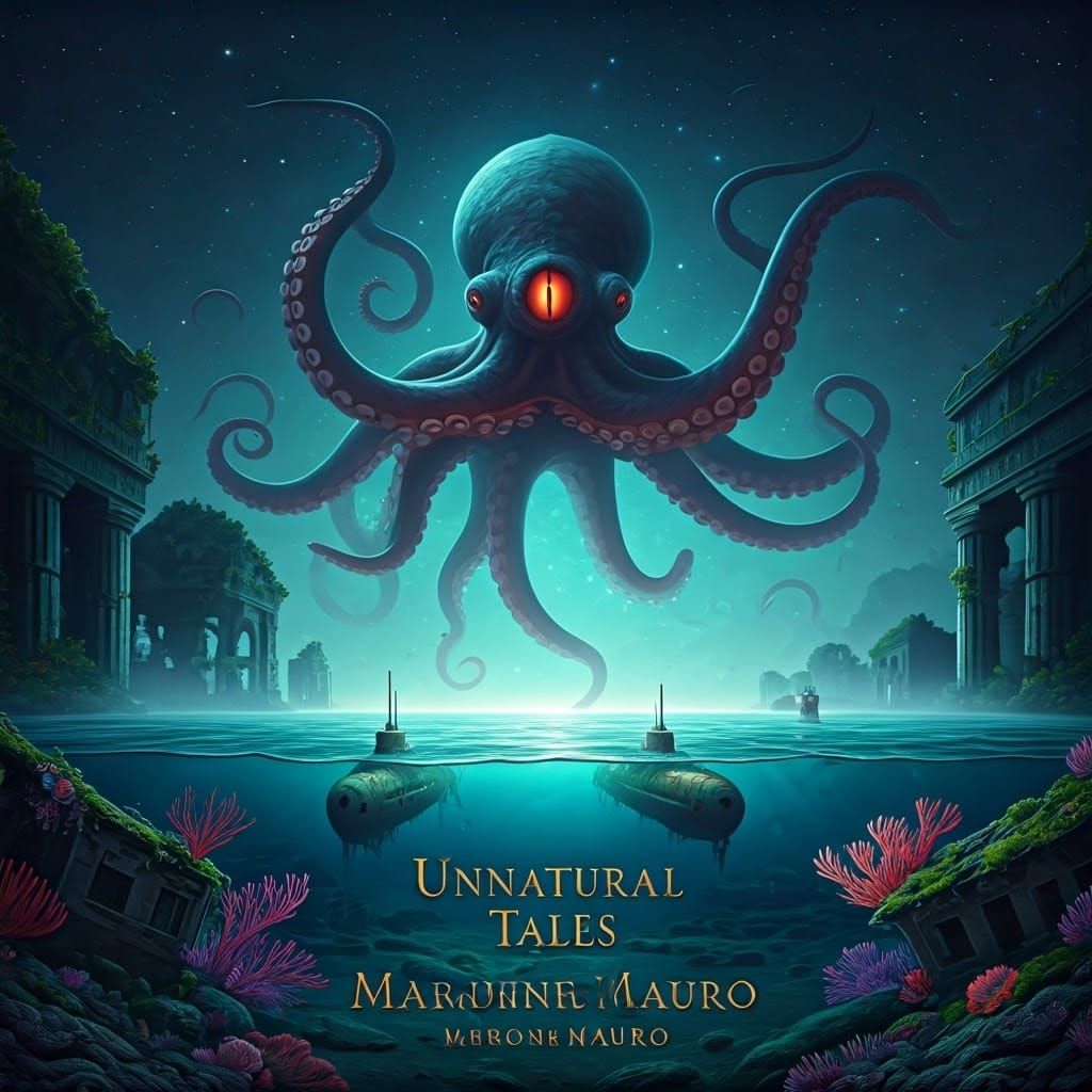 Dreamlike Octopus Ascends Above Ancient Temple - AI Art