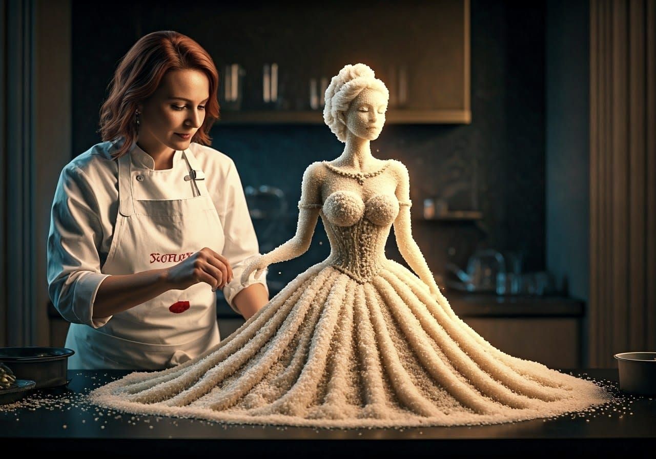 Chef creating a Rice Sculpture👩‍🍳👗