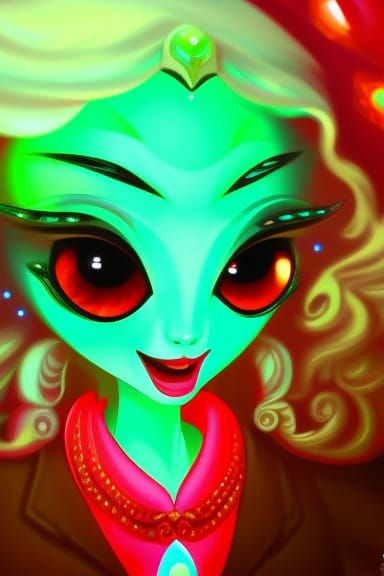 Cute Alien princess - AI Generated Artwork - NightCafe Creator