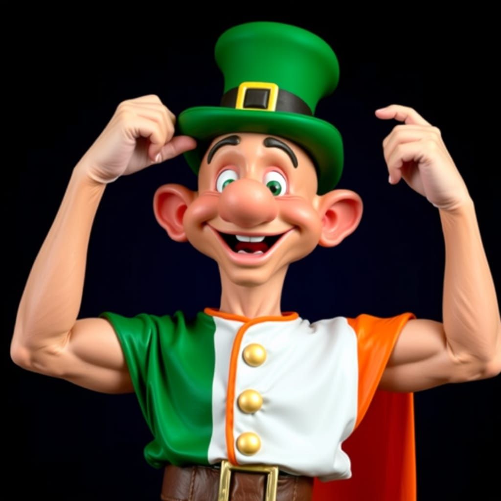 POPEYE WITH MUSCULAR ARMS AND VEINS POPPING OUT WEARING AN IRISH FLAG ...