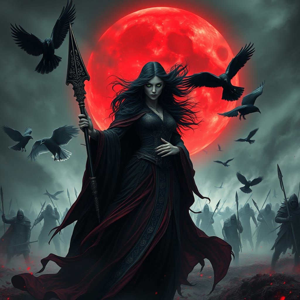 Morrigan, Celtic Goddess of Battle and Fate in Dar... - AI Art