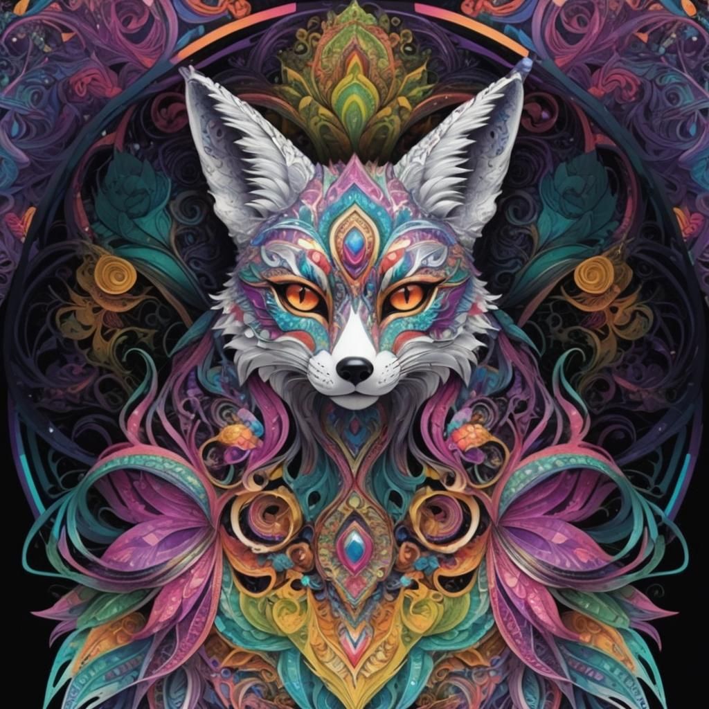 (Hyper detailed anime art of a fox inspired Venetian mask in ...