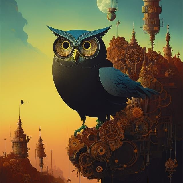Owl on Perch - AI Generated Artwork - NightCafe Creator