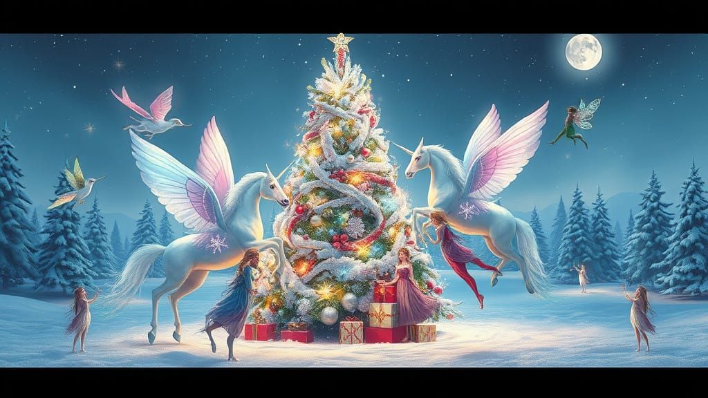 Gathering Around A Christmas Tree - Whimsical Holiday Gather...