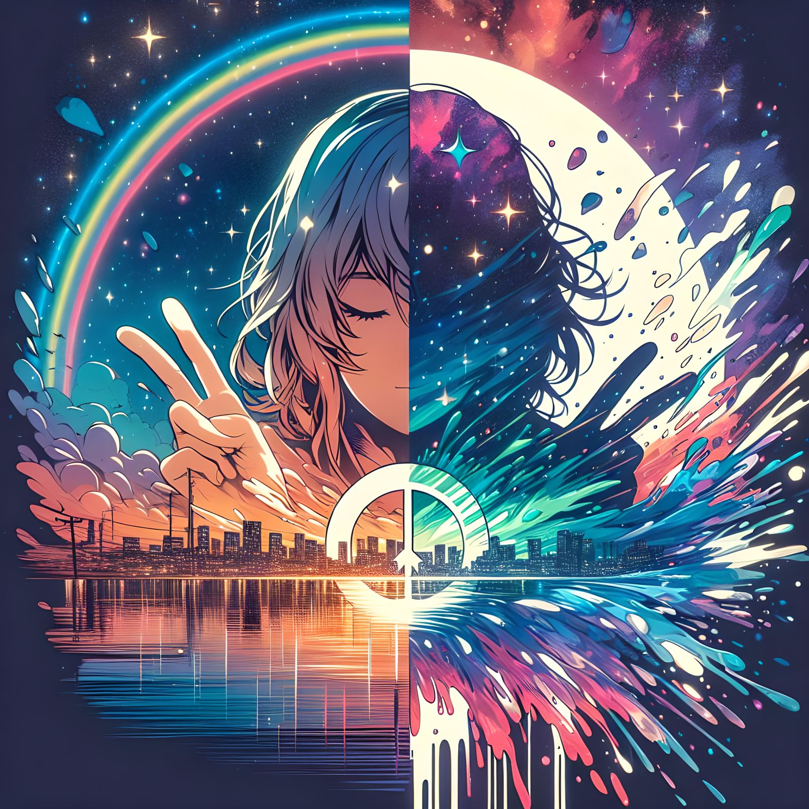 City Scape Peace Sign - AI Generated Artwork - NightCafe Creator