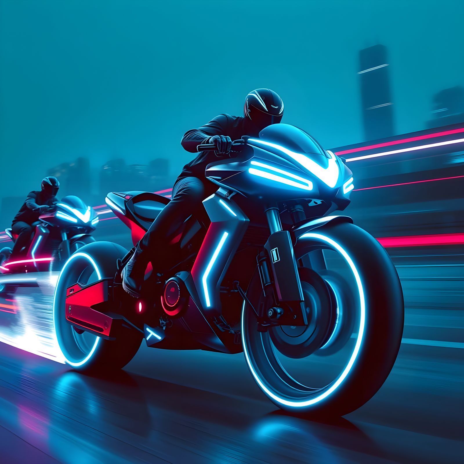 Futuristic Racer Speeds Through Neon Cityscape in ... - AI Art