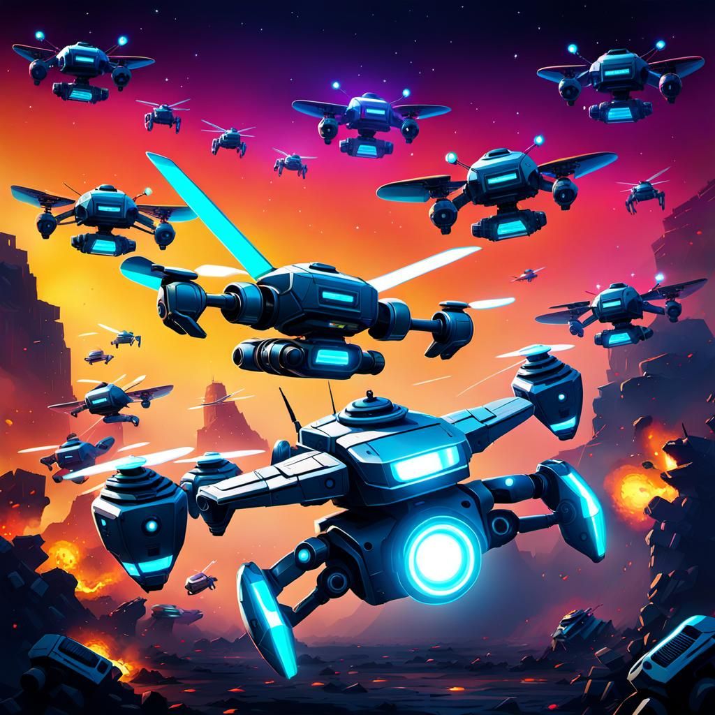 Robots Flying - AI Generated Artwork - NightCafe Creator