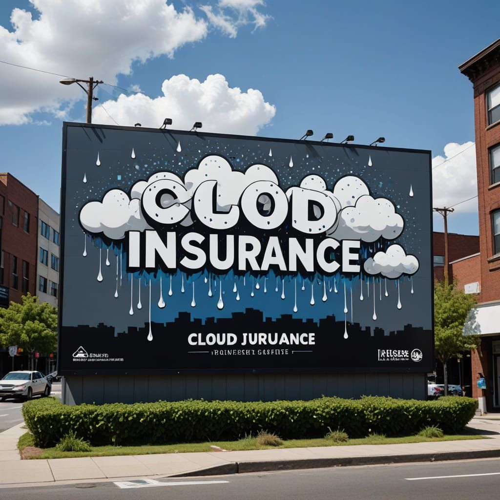 Whimsical Billboard of Cloud Insurance and Blanket... - AI Art