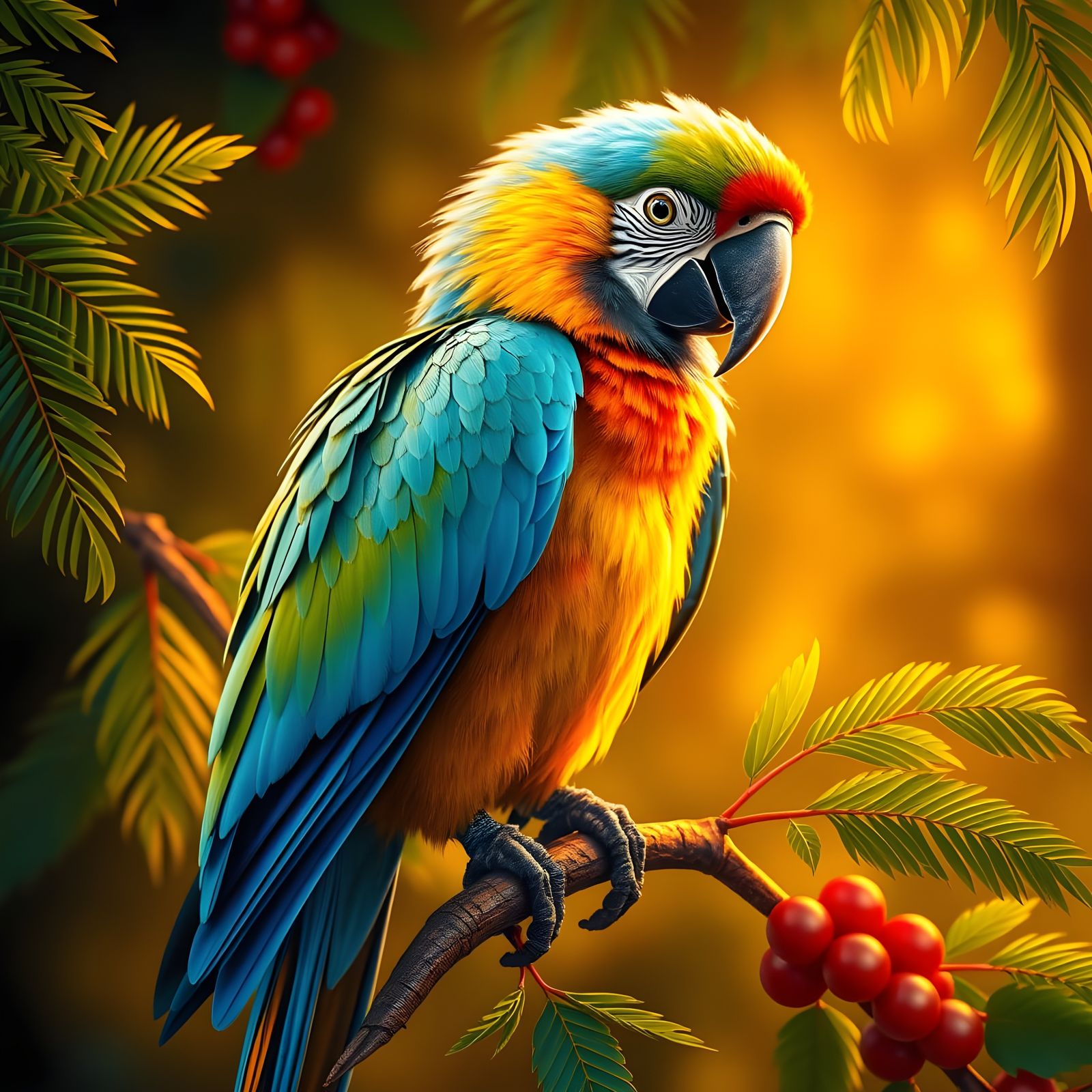 Christmas macaw - Vibrant Christmas Bird in Tropical Setting