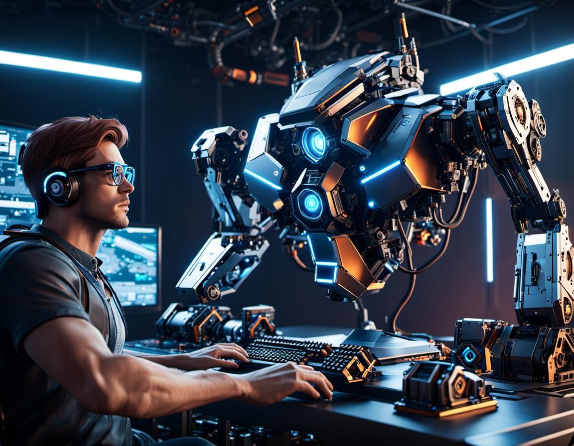 Nerd and mech - AI Generated Artwork - NightCafe Creator