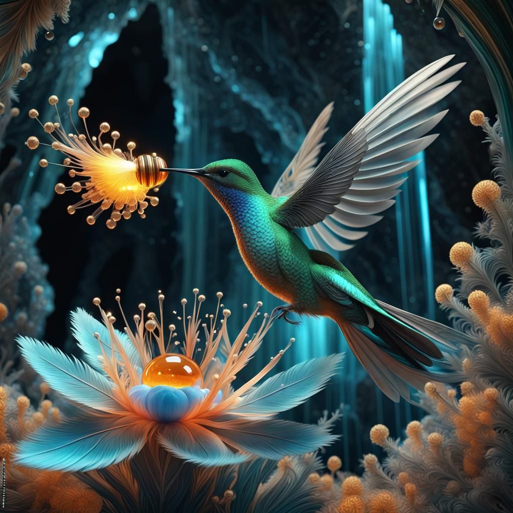 The Crystal Cave Colibri. - AI Generated Artwork - NightCafe Creator