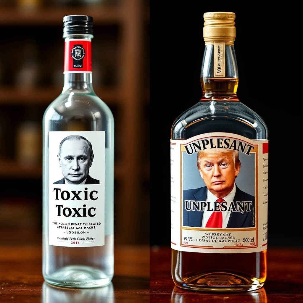 A vodka bottle labeled "Toxic" and featuring a picture of Vladimir ...