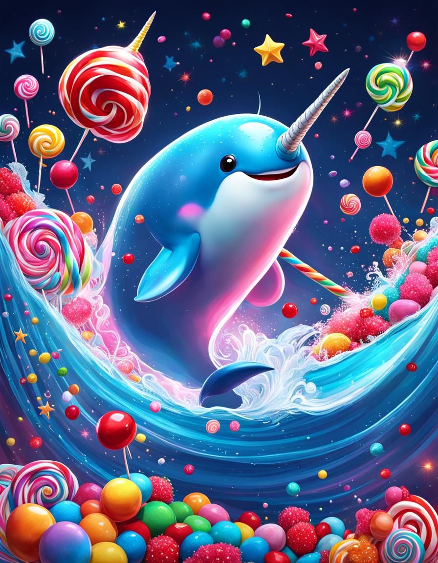 Candyland Narwhal - AI Generated Artwork - NightCafe Creator
