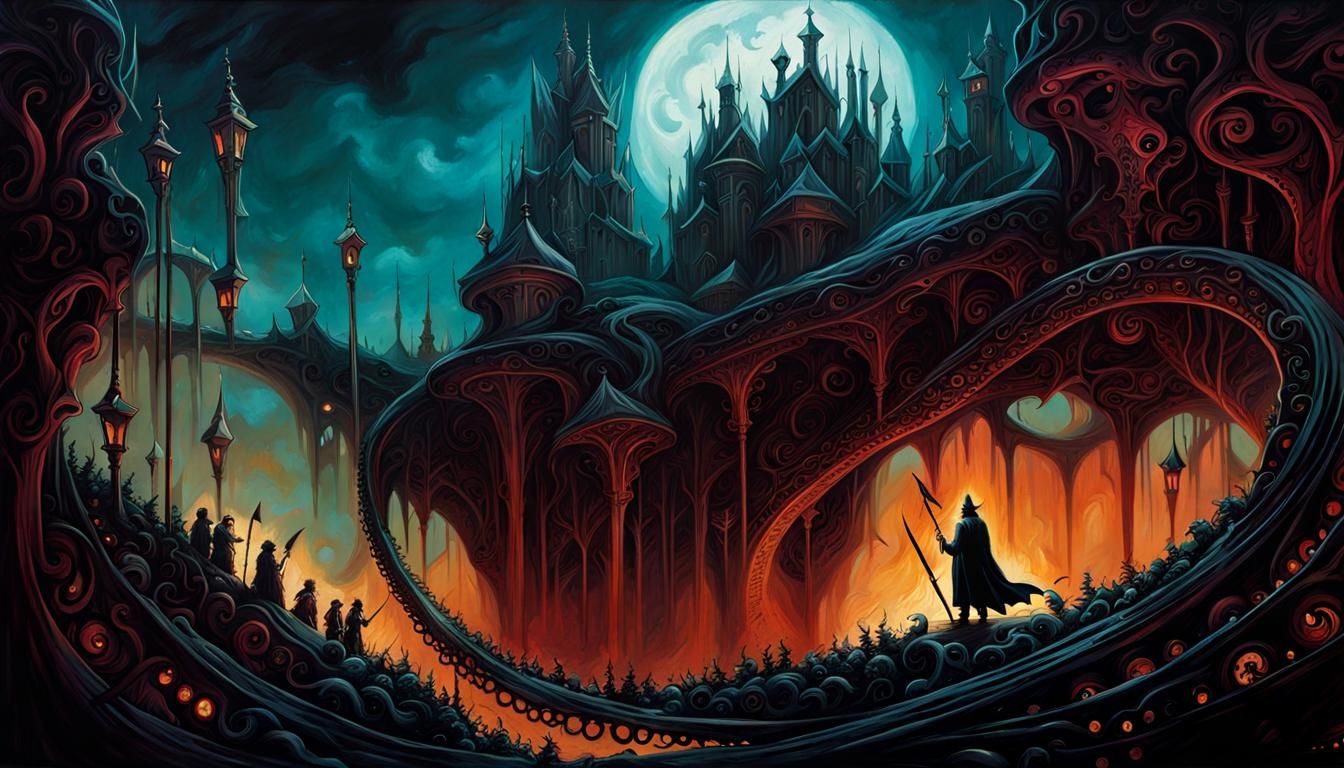 "Chain of Fools" epic abstract surreal Dark Fantasy masterpiece by Tim ...