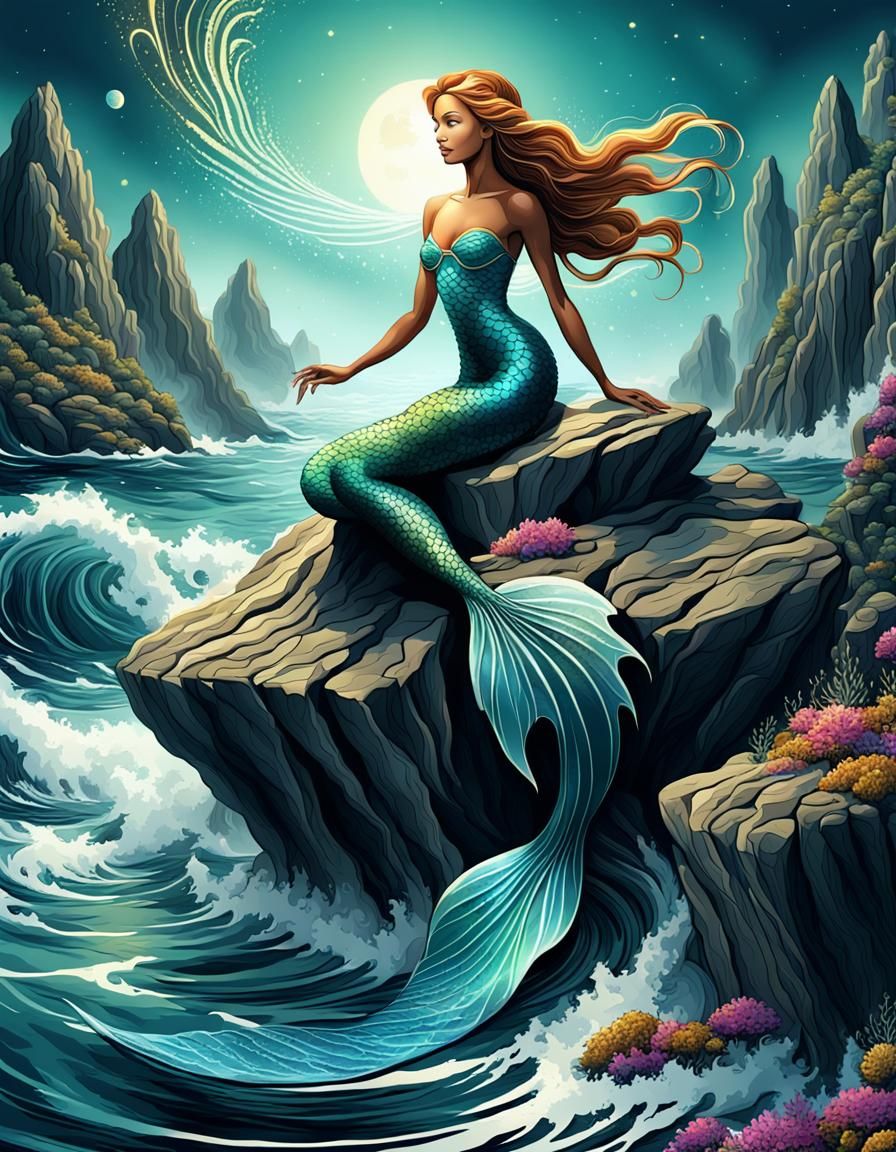 The Mermaid by the Sea - AI Generated Artwork - NightCafe Creator