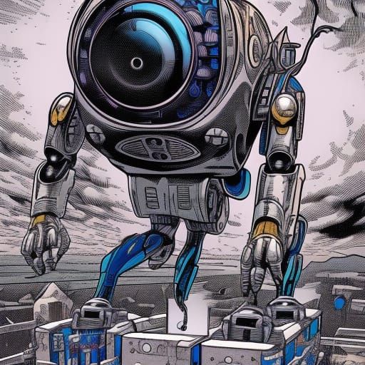 robot fly blue bottle - AI Generated Artwork - NightCafe Creator