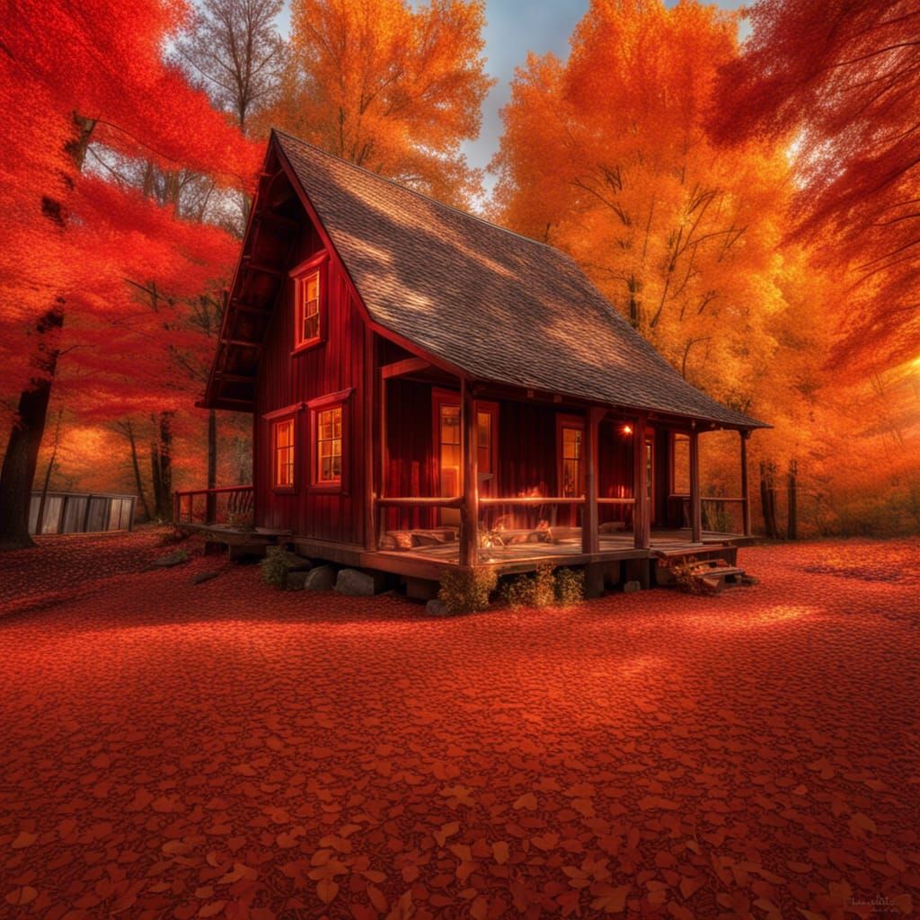 Crispy cool fall day leaves swiftly falling from trees colors of red ...