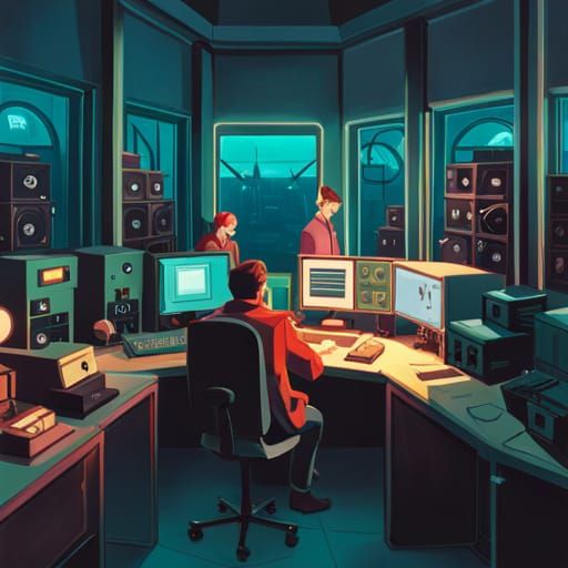 Late night computer work - AI Generated Artwork - NightCafe Creator