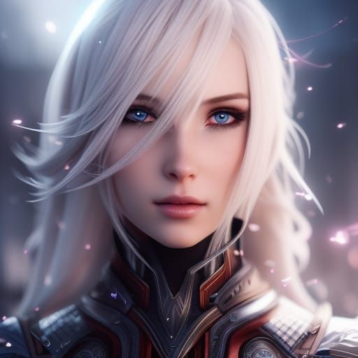 teenage girl with calm sparkling light blue ocean eyes and pale icy ...