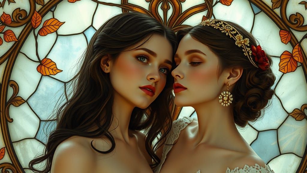 Stained glass style Portaits - Ethereal Women in Stained Gla...