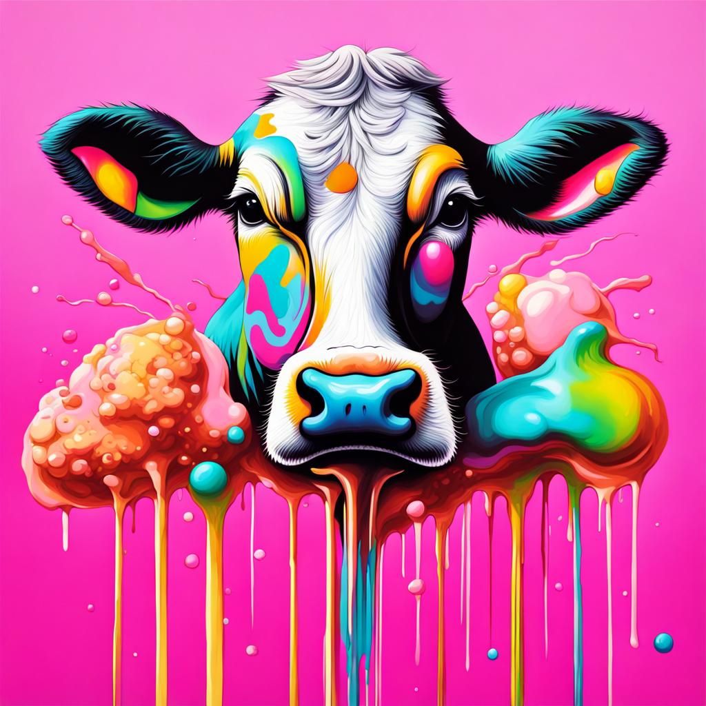 Psychedelic cow vanilla - AI Generated Artwork - NightCafe Creator