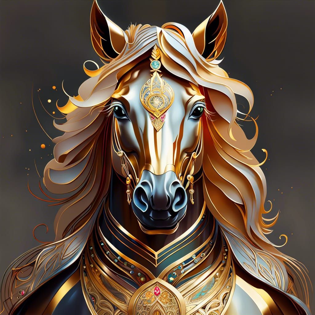 Golden Horse #8 - AI Generated Artwork - NightCafe Creator
