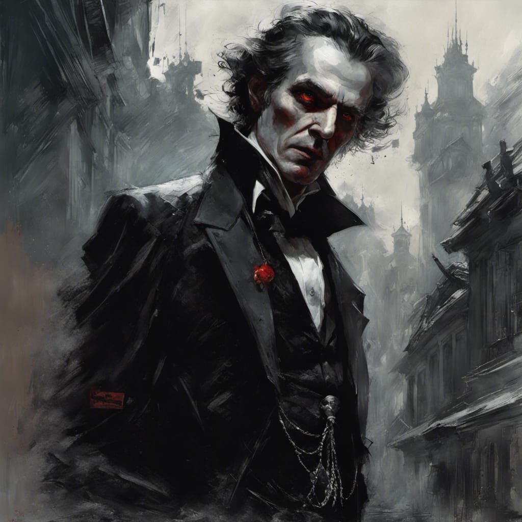 "Portrait of scary master vampire", negative black and white Speedpaint ...