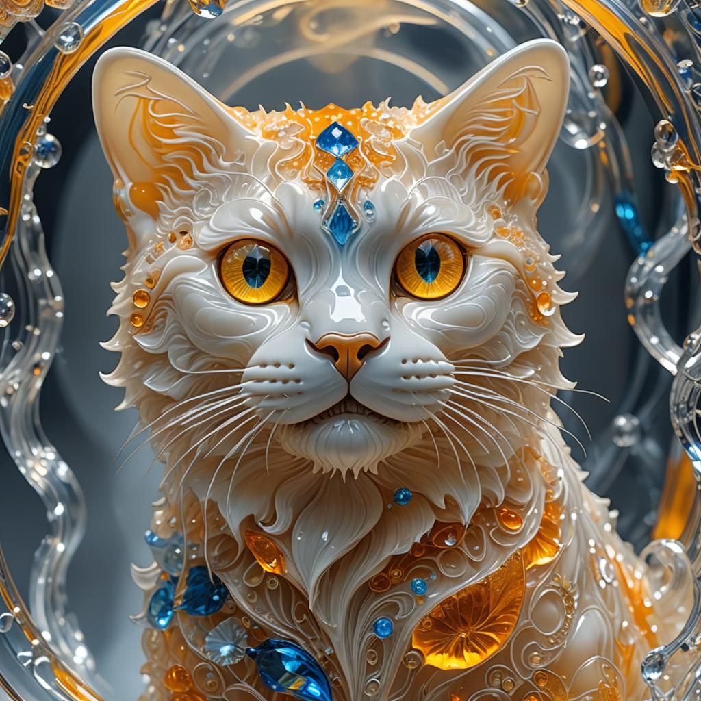 Translucent carved jelly cat - AI Generated Artwork - NightCafe Creator