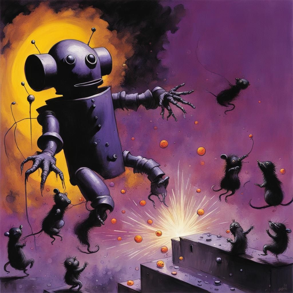 Robot Dancing with Rats in the Purple Rain - AI Generated Artwork ...
