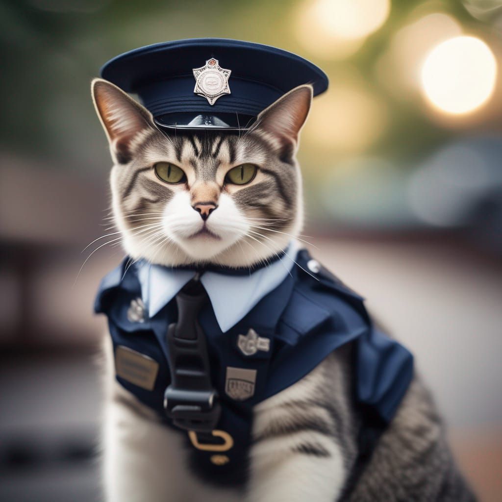 cat wearing police uniform - AI Generated Artwork - NightCafe Creator