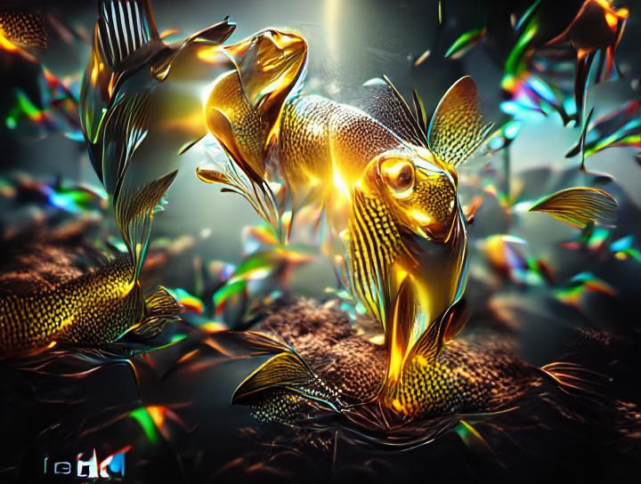 Golden fish 8K 3D 8k resolution Behance HD holographic polished ...