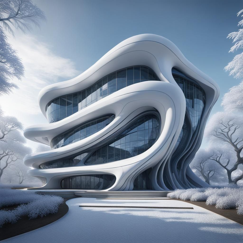 A zaha hadid building,cinematic lighting,4k hdr,model.detailed,fractal ...