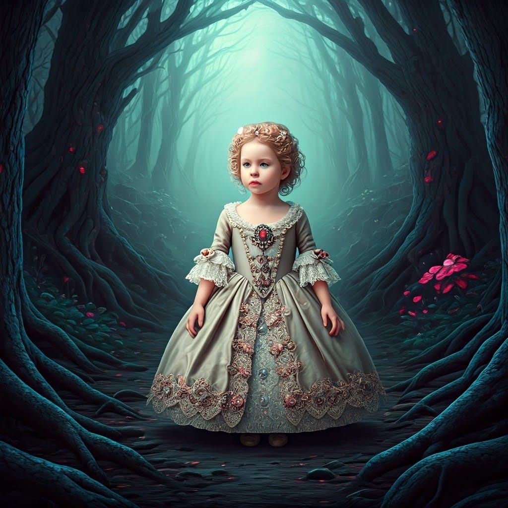 little girl in extravagant costume - Baroque Princess in Enc...