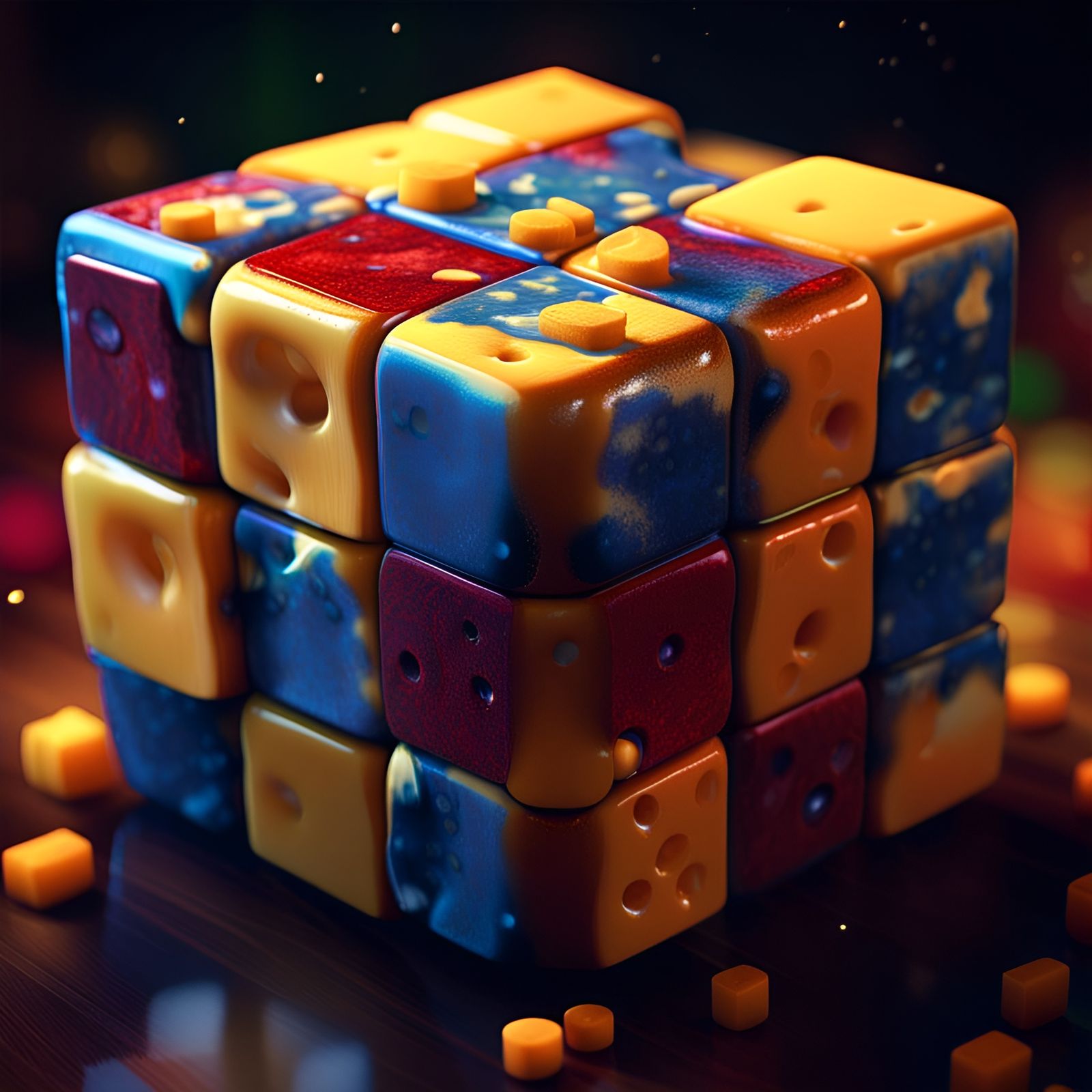 Cheese Rubik's Cube - AI Generated Artwork - NightCafe Creator
