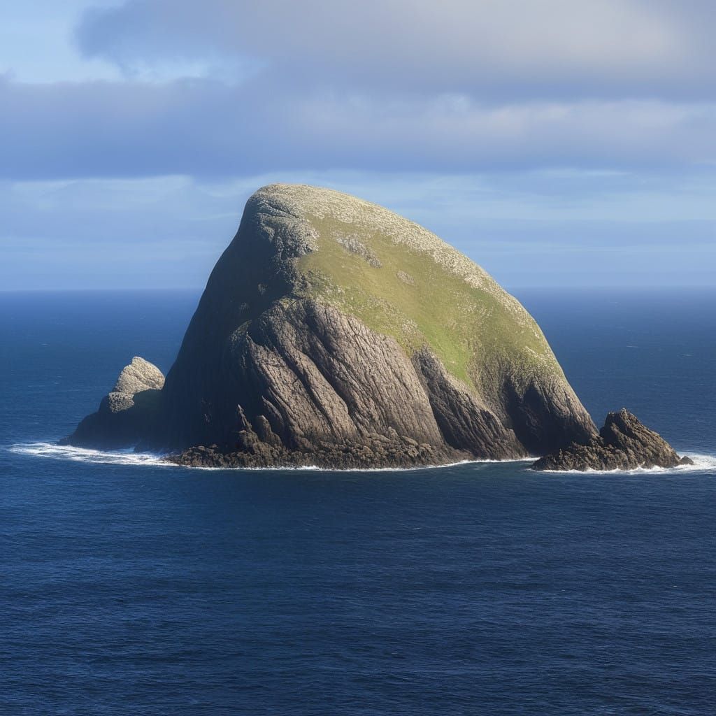 The Solitary Rockall Island in the Atlantic - AI Art