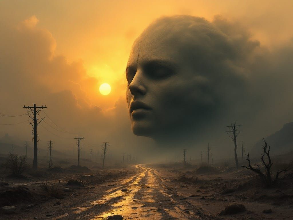 end-of-world - Neo-Expressionist Apocalypse: Ominous Face L...