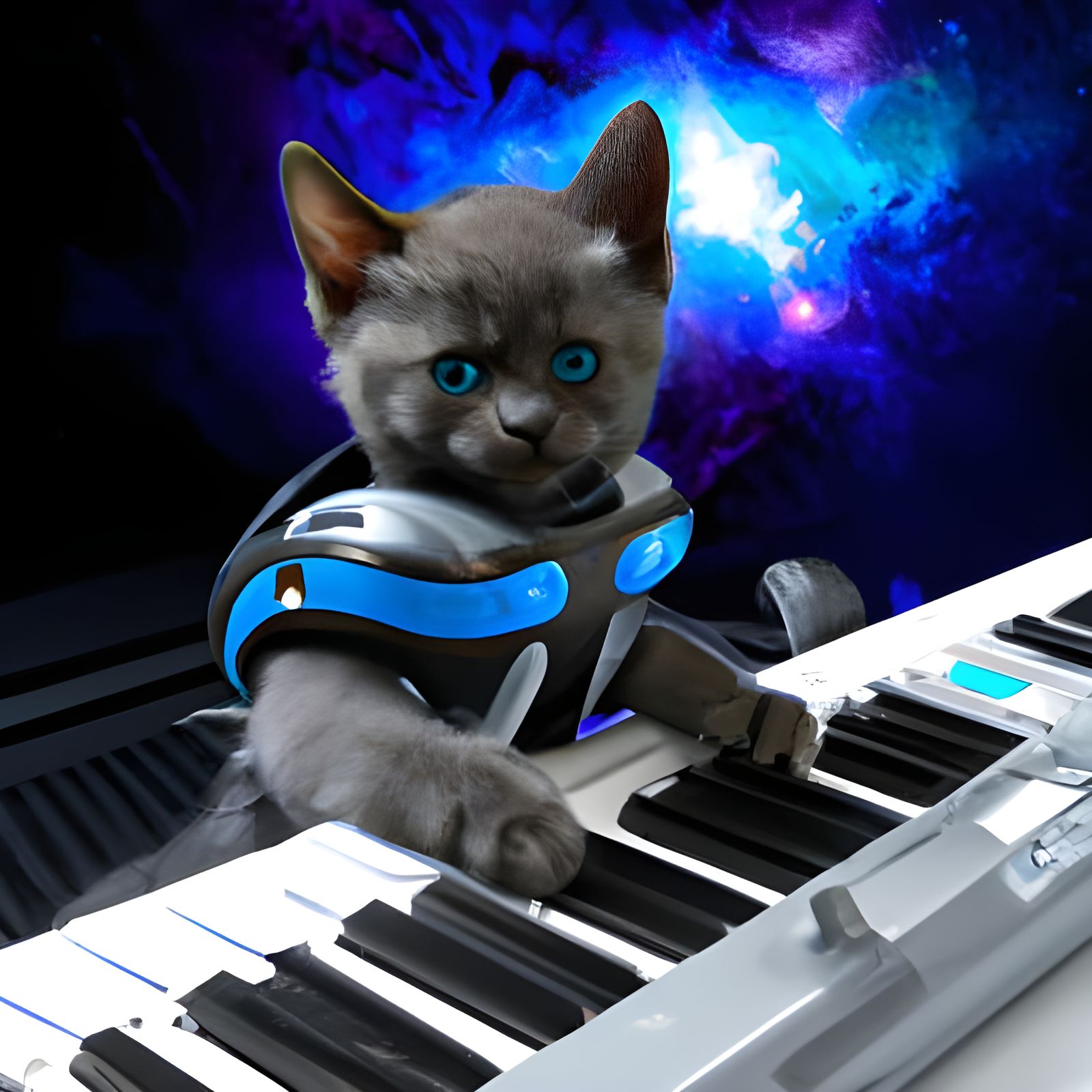 CyberCat Keyboardist - AI Generated Artwork - NightCafe Creator